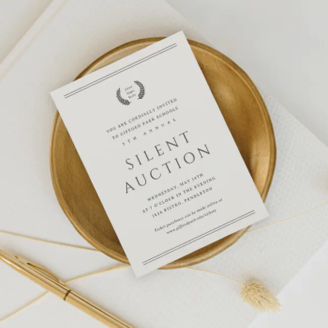 Classic Your Logo Here Business Silent Auction Invitation | Zazzle