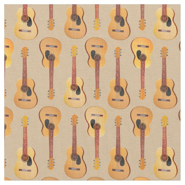 Pink Acoustic Guitars Pattern Fabric | Zazzle
