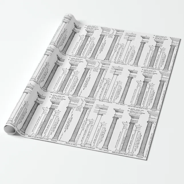 Classical architecture Christmas wrapping paper | Zazzle