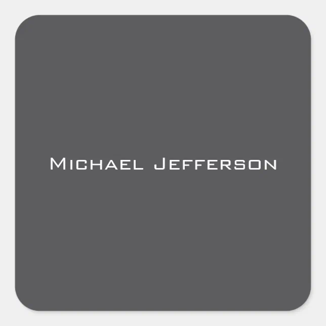 Classical Creative Trendy Dark Grey & White Square Sticker | Zazzle