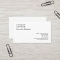 Classical elegant impressive white plain manager business card | Zazzle