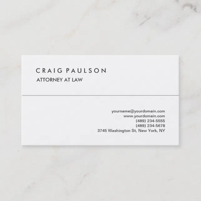 Classical Elegant White Professional Business Card | Zazzle