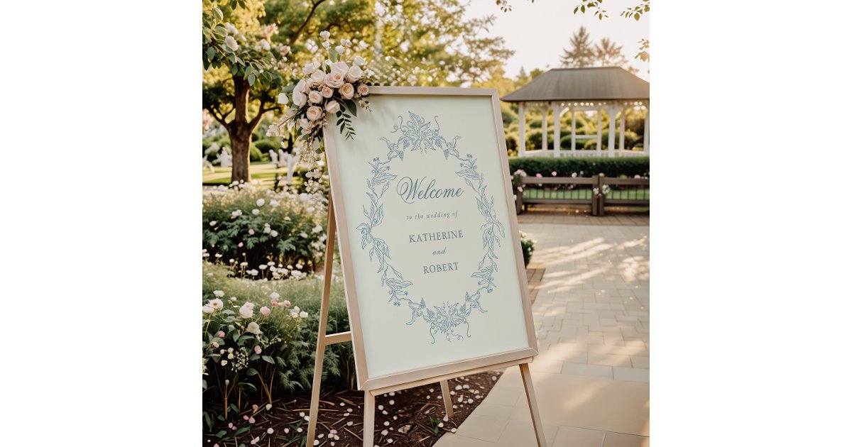 Classical Floral Wedding Crest Welcome Poster | Zazzle