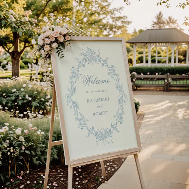 Classical Floral Wedding Crest Welcome Poster | Zazzle