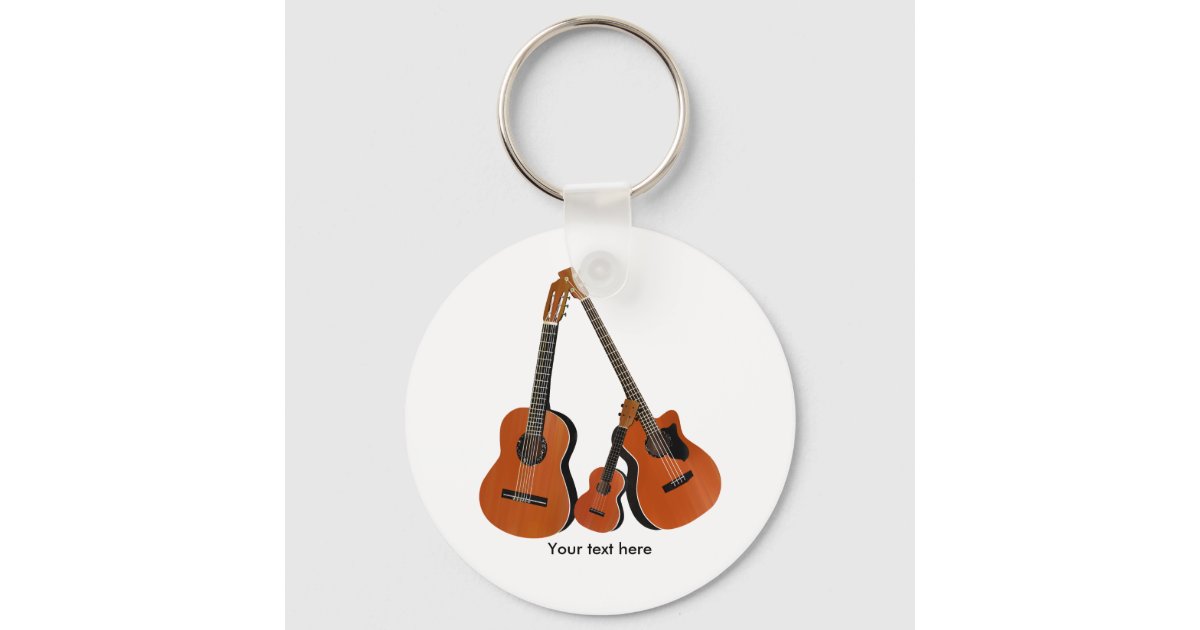 Classical Guitar Acoustic Bass and Ukulele Keychain | Zazzle