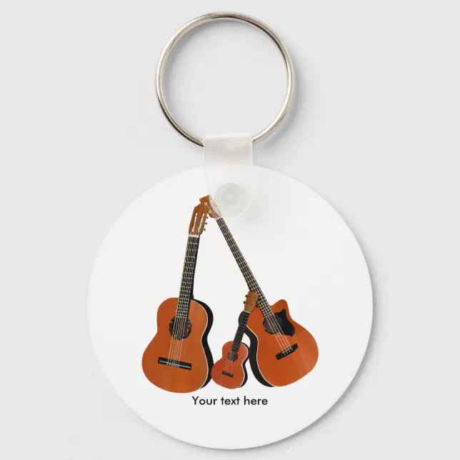 Classical Guitar Acoustic Bass and Ukulele Keychain | Zazzle