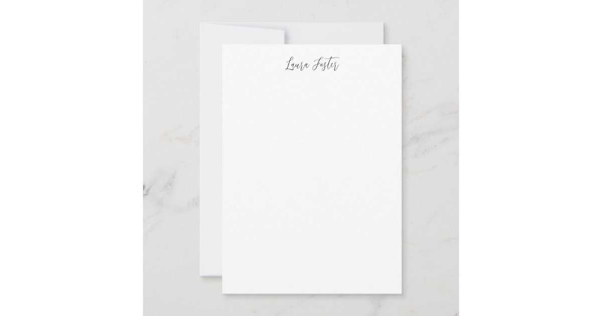 Classical Handwriting Elegant Name Black White Note Card | Zazzle
