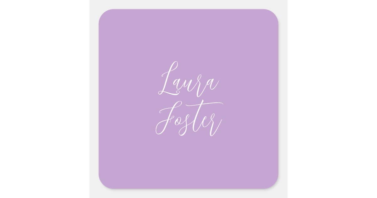 Classical Handwriting Elegant Name Lilac Color Square Sticker | Zazzle