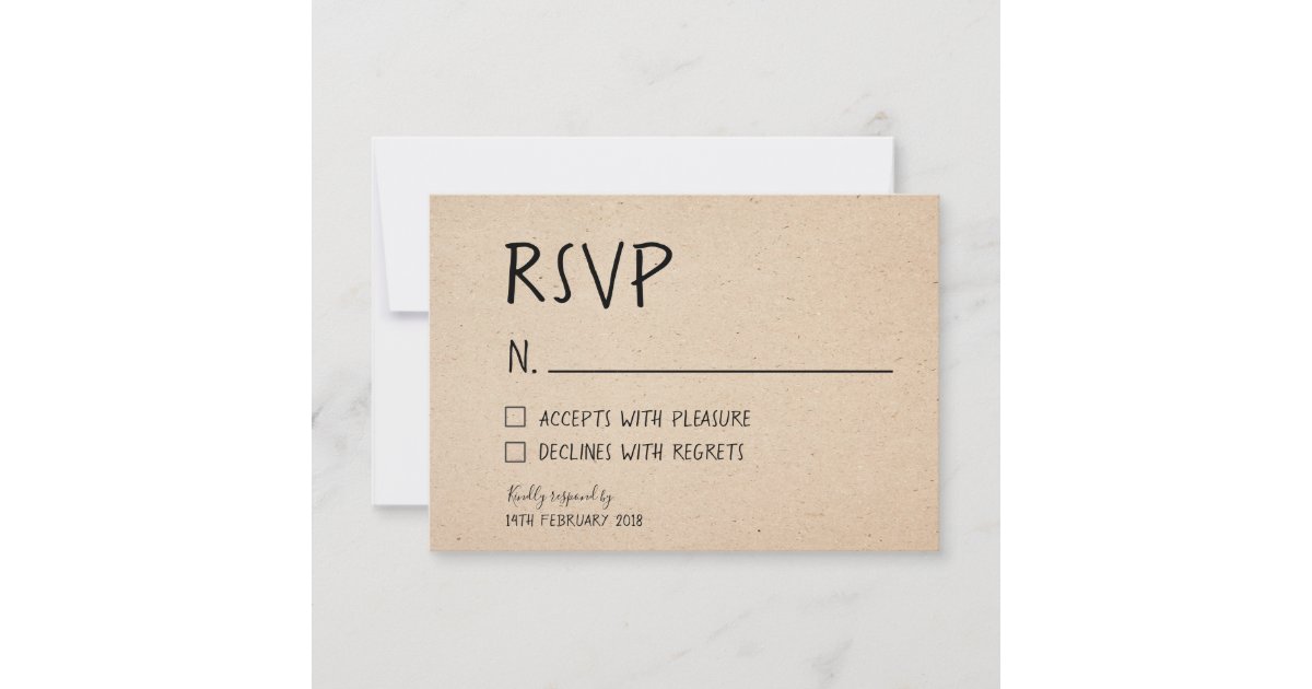 CLASSICAL HANDWRITTEN RSVP CARD - KRAFT PAPER | Zazzle