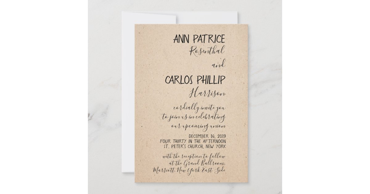 CLASSICAL HANDWRITTEN WEDDING INVITATION CARD | Zazzle