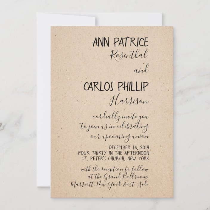 CLASSICAL HANDWRITTEN WEDDING INVITATION CARD | Zazzle.com