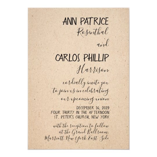 CLASSICAL HANDWRITTEN WEDDING INVITATION CARD | Zazzle.com