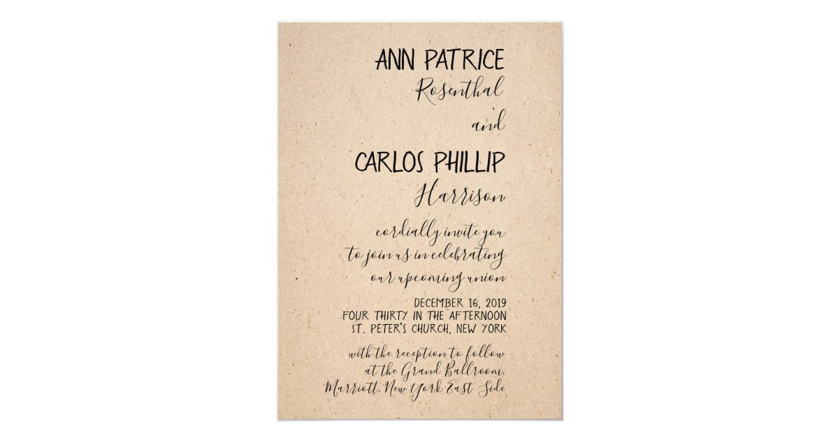 CLASSICAL HANDWRITTEN WEDDING INVITATION CARD | Zazzle.com