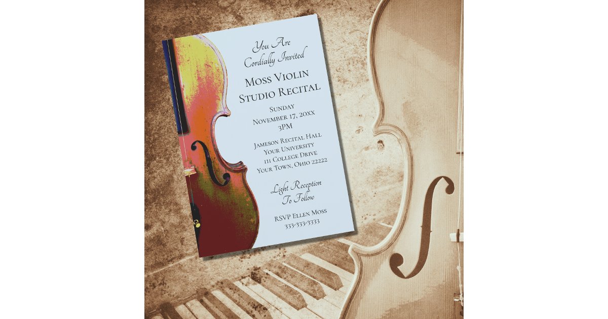 Classical Music Elegant Violin Recital Invitation | Zazzle