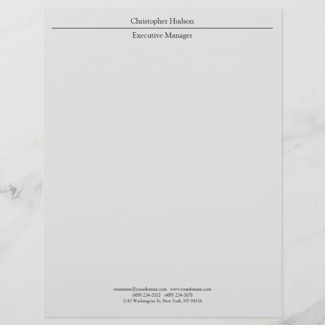 Classical Professional Light Grey Simple Plain Letterhead | Zazzle