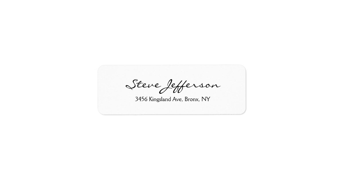 Classical Stylish Elegant Script Plain Black White Label | Zazzle
