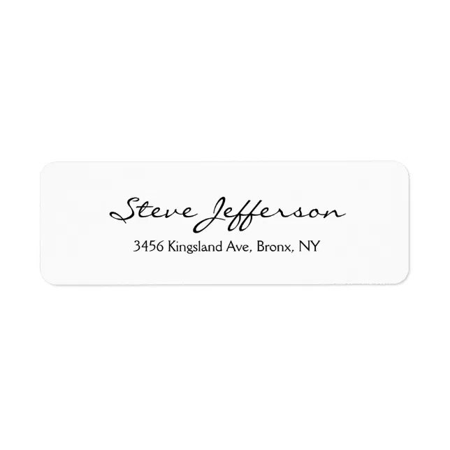 Classical Stylish Elegant Script Plain Black White Label | Zazzle