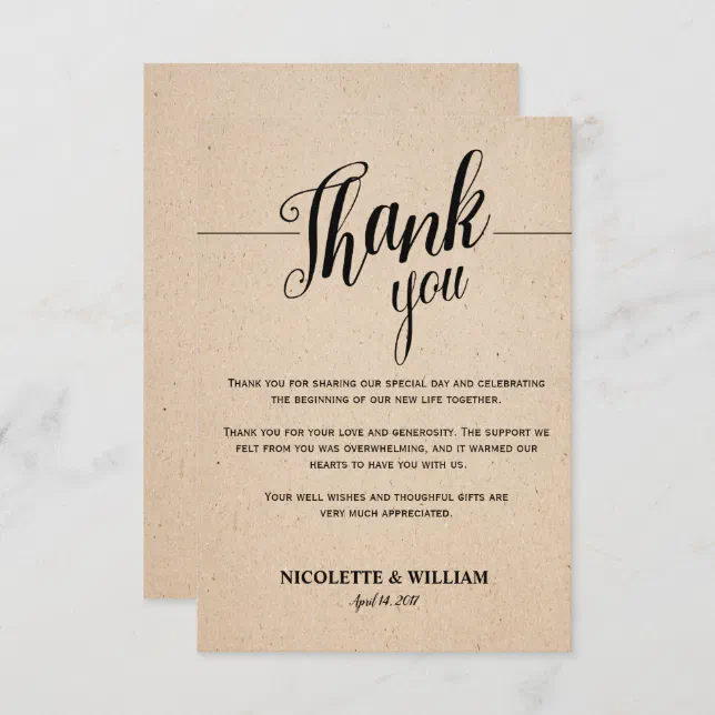 CLASSICAL THANK YOU CARD - KRAFT PAPER | Zazzle