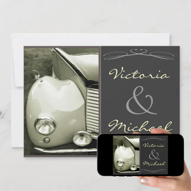 Classical Vintage Motor Wedding Invitation | Zazzle