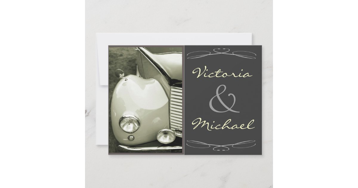 Classical Vintage Motor Wedding Invitation | Zazzle
