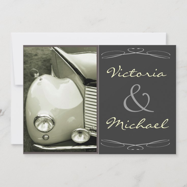 Classical Vintage Motor Wedding Invitation | Zazzle