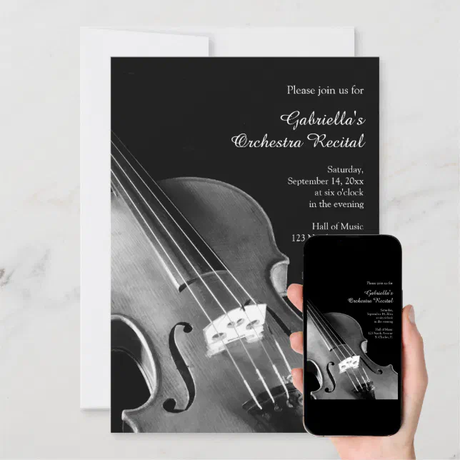 Classical Violin Orchestra Recital Invitation | Zazzle