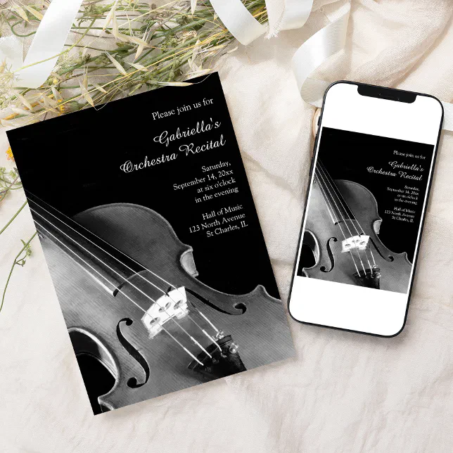 Classical Violin Orchestra Recital Invitation | Zazzle