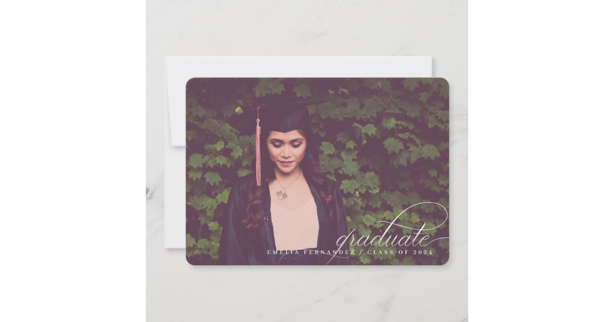 Classically Simple Script Graduation Announcement | Zazzle