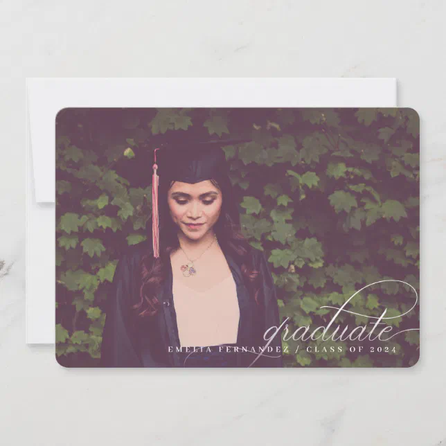 Classically Simple Script Graduation Announcement | Zazzle