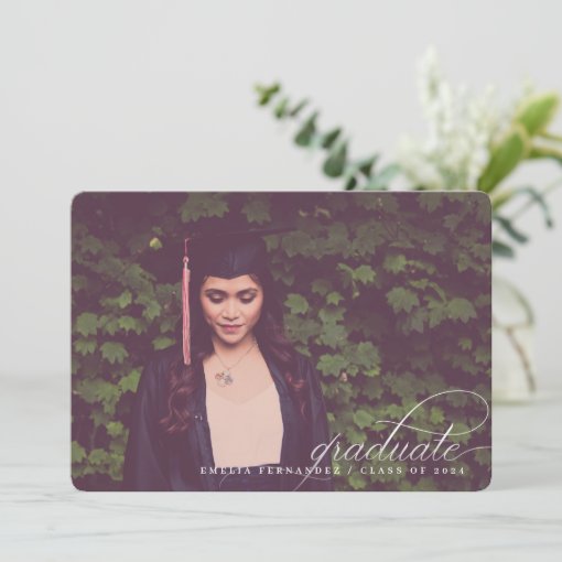 Classically Simple Script Graduation Announcement | Zazzle