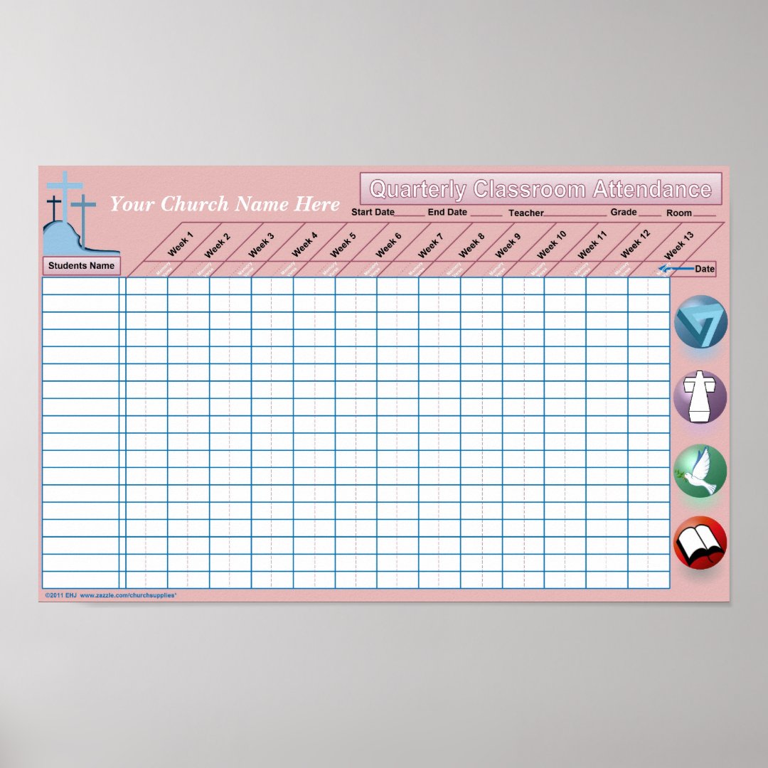 Classroom Attendance Wall Poster | Zazzle
