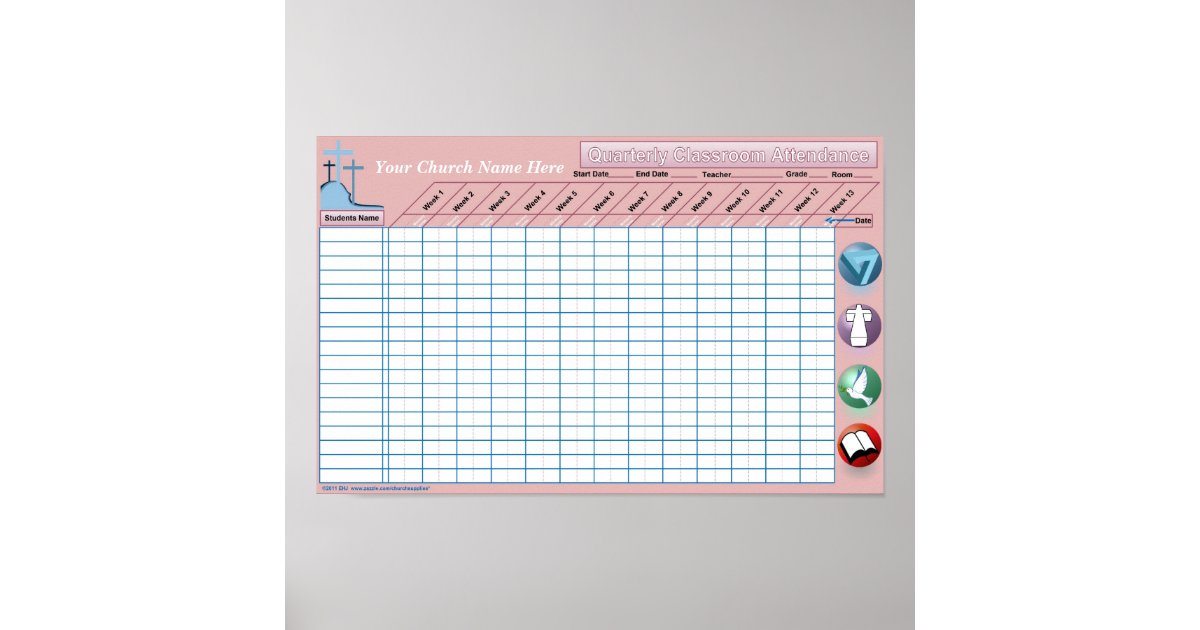 Classroom Attendance Wall Poster | Zazzle