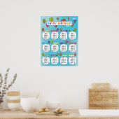 Classroom Birthday Board in Hot Air Balloon Theme Poster | Zazzle