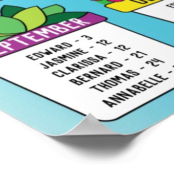 Classroom Birthday Board in Our Garden Theme Poster | Zazzle