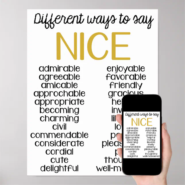 Classroom Decor, Classroom Quote, Ways to Say Nice Poster | Zazzle