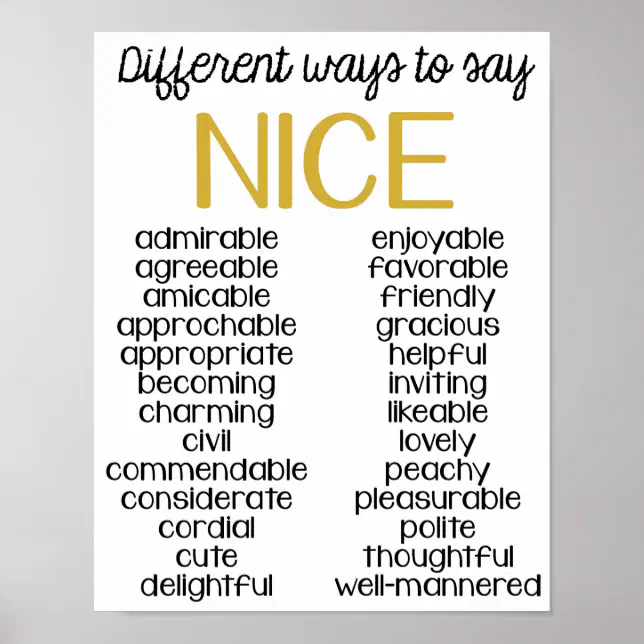 Classroom Decor, Classroom Quote, Ways to Say Nice Poster | Zazzle