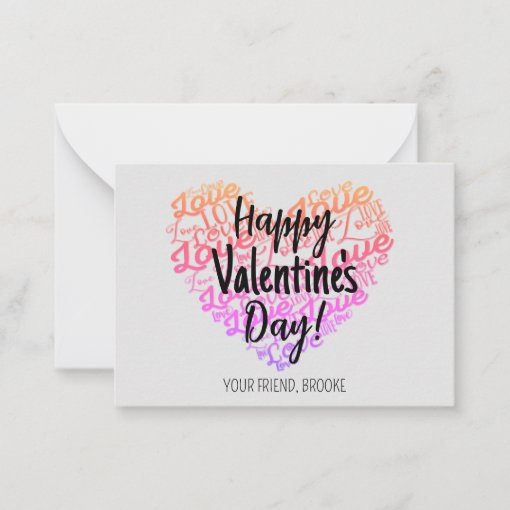 Classroom Happy Valentine’s Day Love Note Card | Zazzle