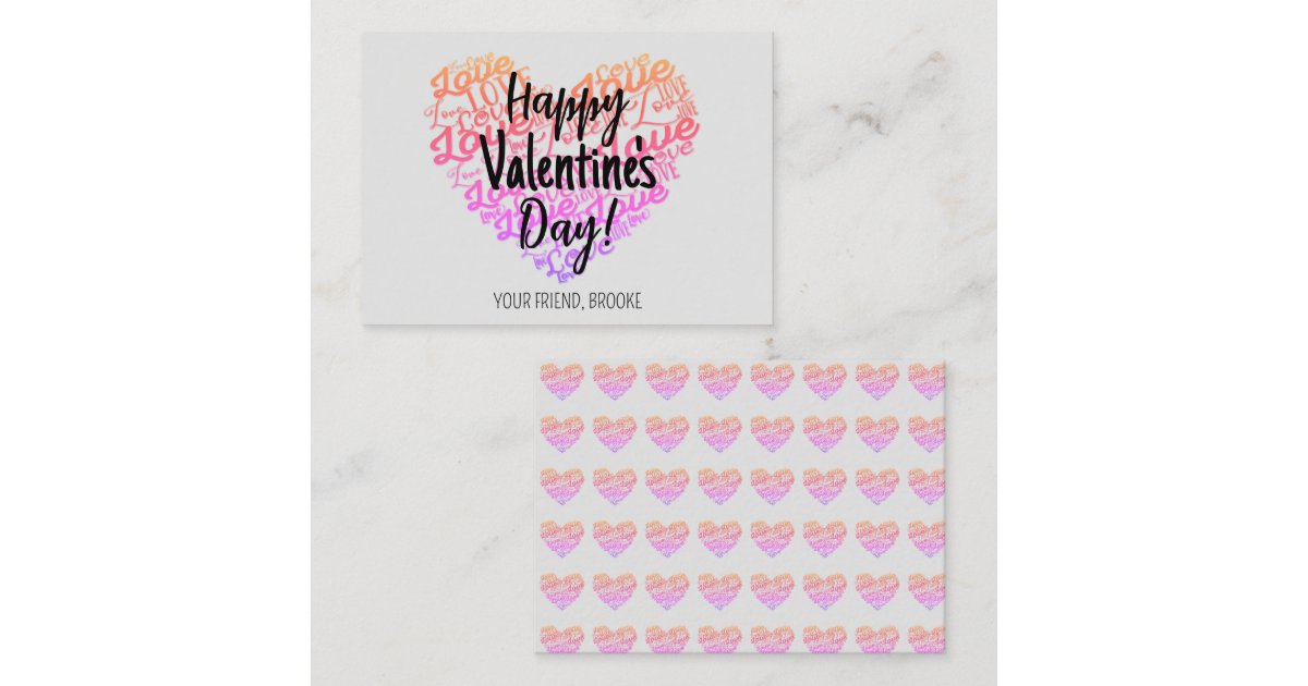 Classroom Happy Valentine’s Day Love Note Card | Zazzle