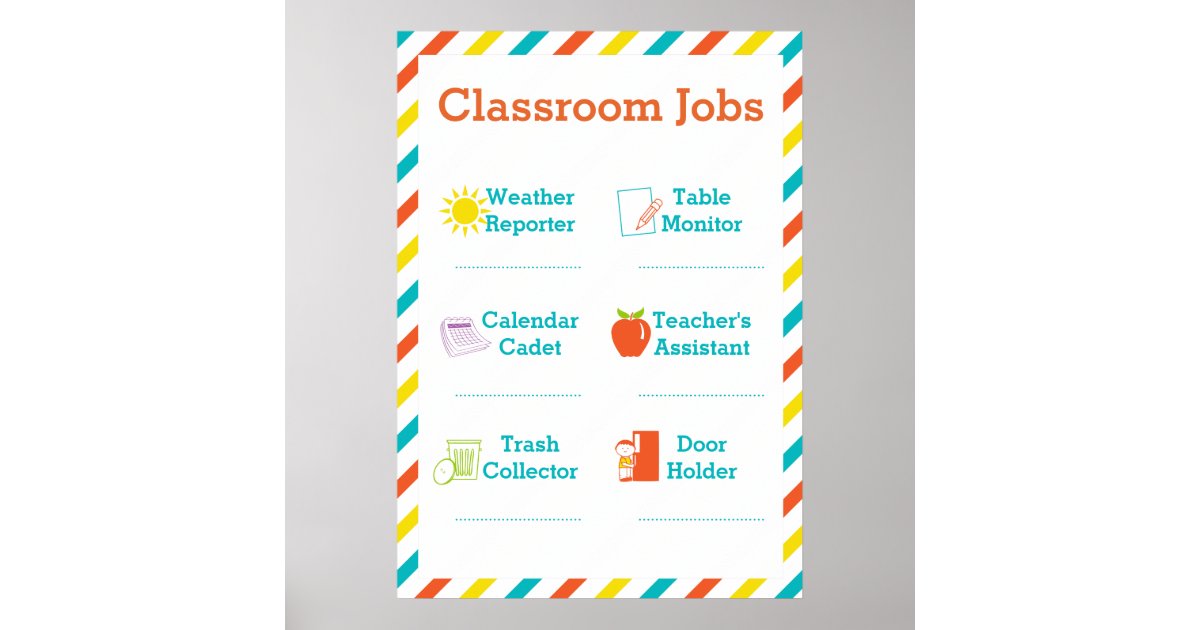 Classroom Jobs Poster - Owls | Zazzle