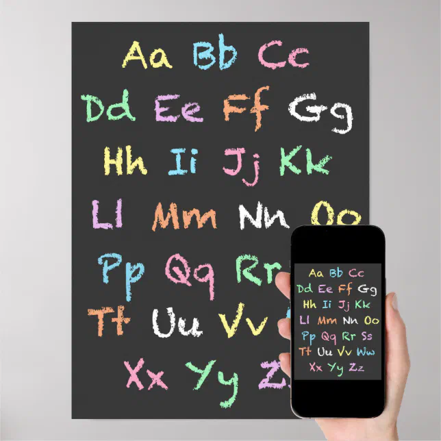 Classroom Pastel Alphabet Chalkboard Poster | Zazzle