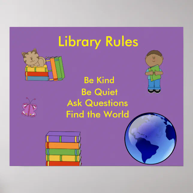 Classroom Posters-Library Rules Poster | Zazzle