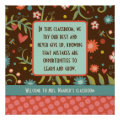 Classroom Quote Teacher Pretty Floral Class Poster | Zazzle