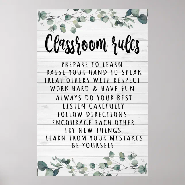 Classroom Rules Poster | Zazzle