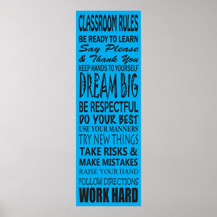 Classroom Rules Poster (Blue), 12" x 36" | Zazzle.com
