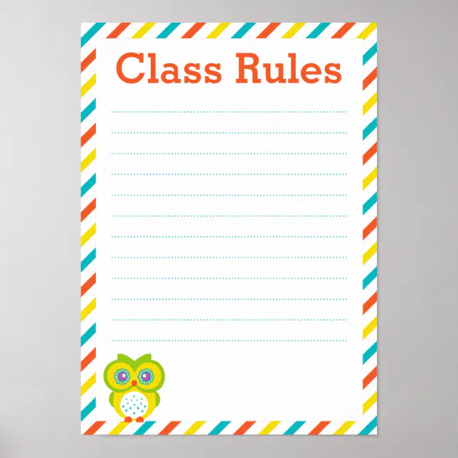 Classroom Rules Poster - Owl Theme | Zazzle