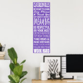 Classroom Rules Poster (Purple), 12" x 36" | Zazzle