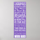 Classroom Rules Poster (Purple), 12" x 36" | Zazzle