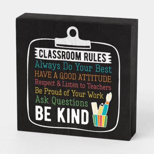 Classroom Rules Wooden Box Sign | Zazzle
