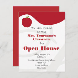 Classroom / School Open House- Red Apple Invitation | Zazzle