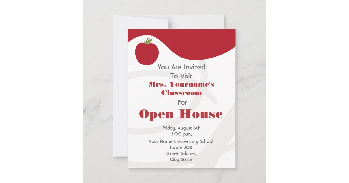 Classroom / School Open House- Red Apple Invitation | Zazzle